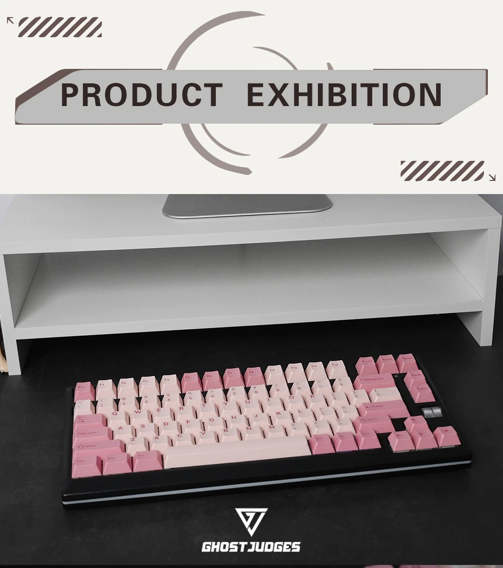 Ghost Judges PBT 이색사출 키캡 Strawberry Milk 179Key 세트
