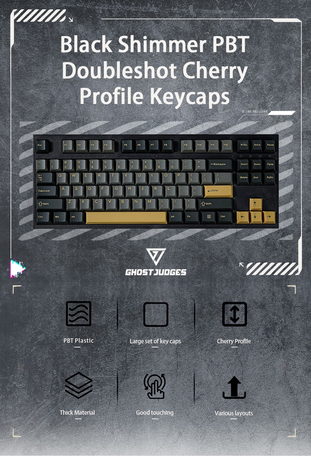 Ghost Judges PBT 이색사출 키캡 Black Glimmer 178Key 세트