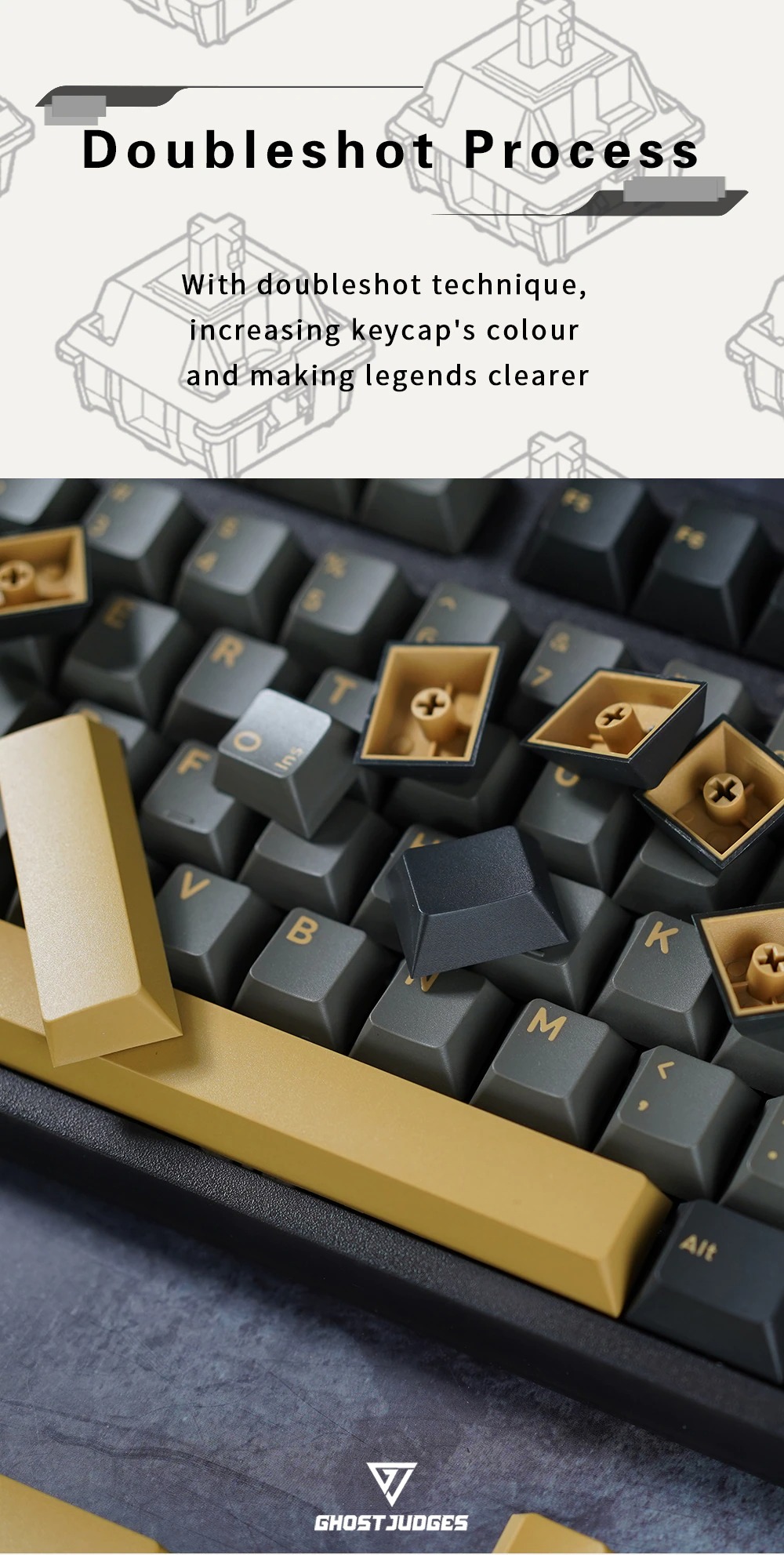 Ghost Judges PBT 이색사출 키캡 Black Glimmer 178Key 세트